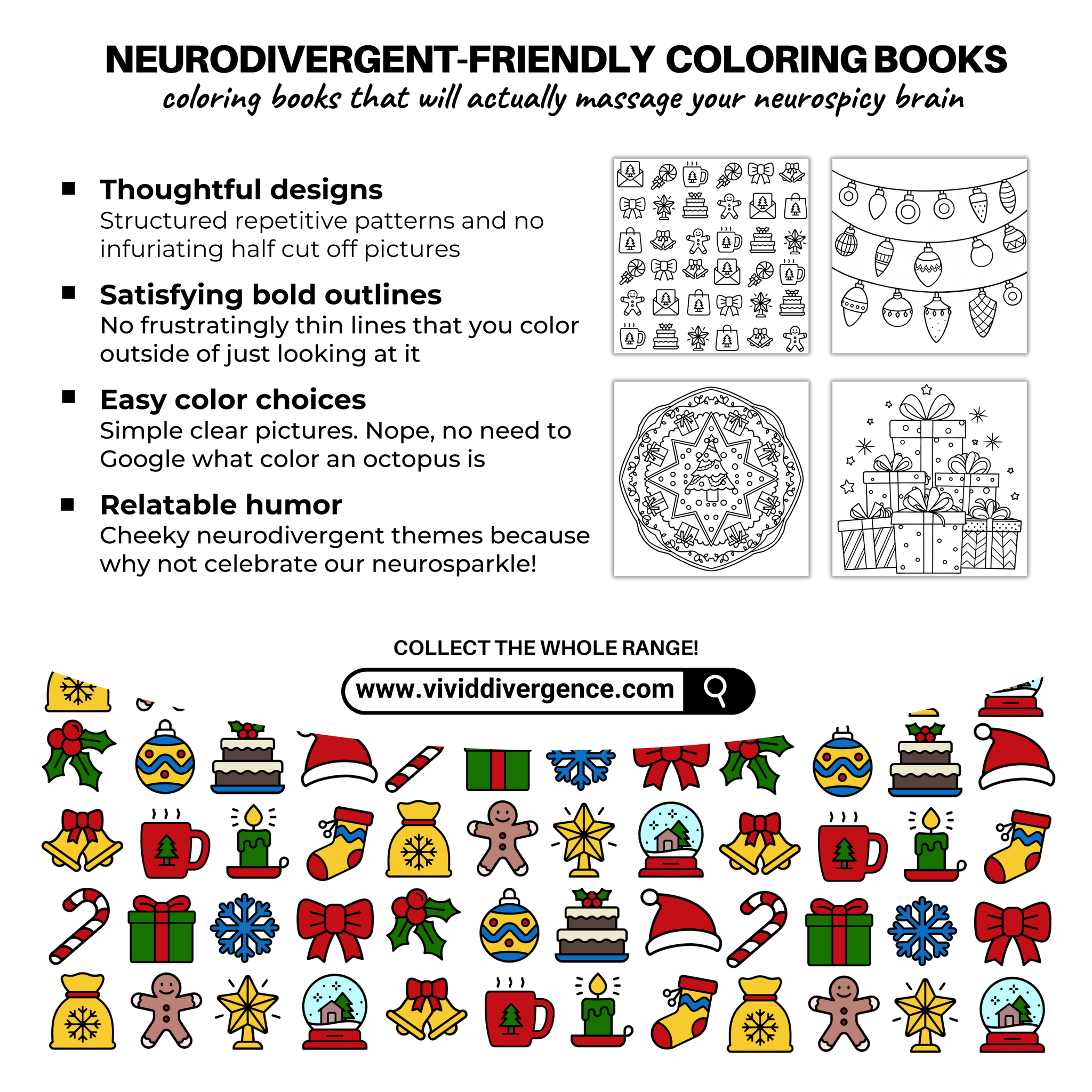Neurodivergent Coloring Books | Neurosparkly Christmas – Vivid Divergence